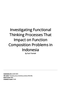 Investigating Functional Thinking Prosesses That Impact on Function Composition Problems in ...